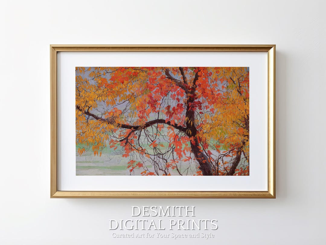 Autumn Tree Print: Vintage Fall Foliage Landscape (digital Download - Etsy