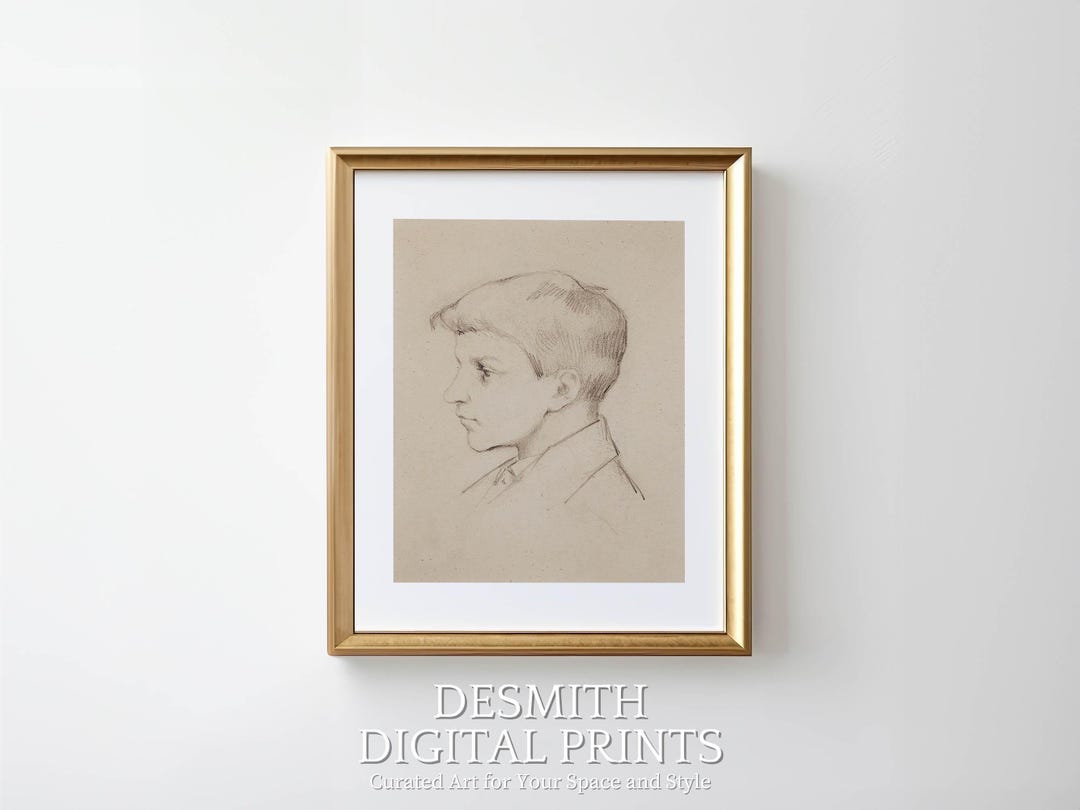 Vintage Portrait Antique Art Drawing, Antique Wall Art Decor Print ...