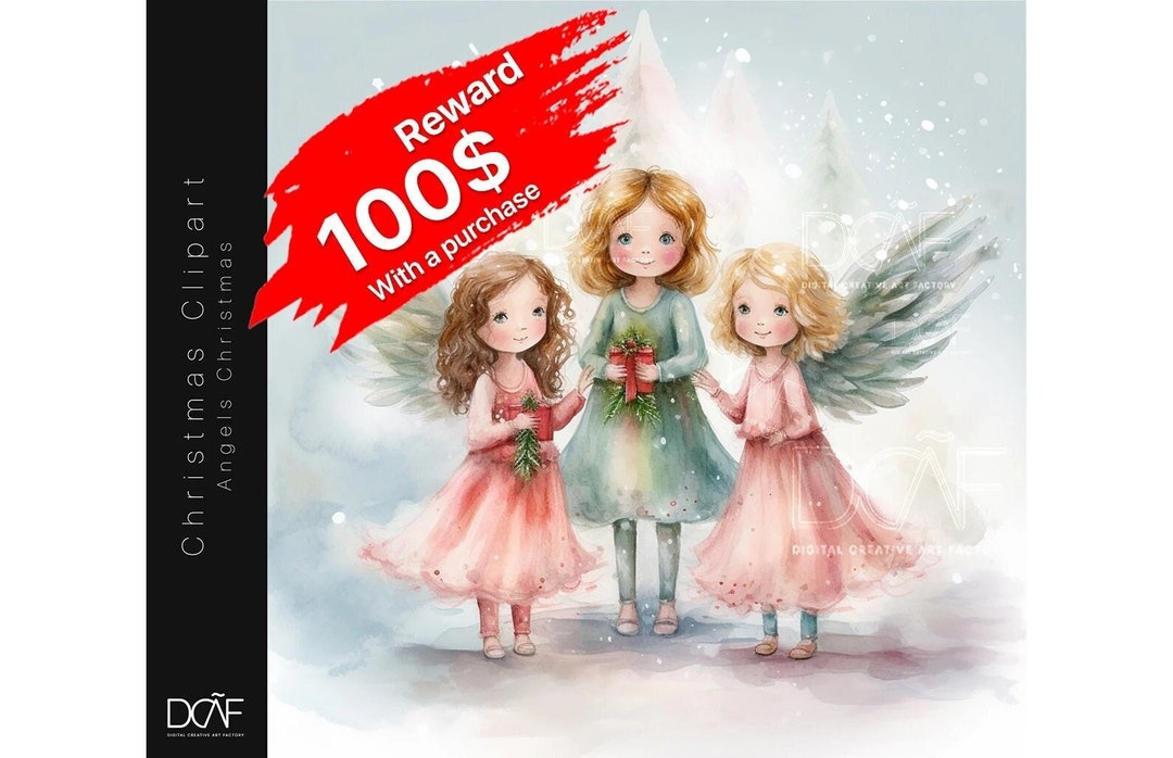 Angels Christmas Clipart Bundle: 8 Festive Images for Crafts, Cards, T ...