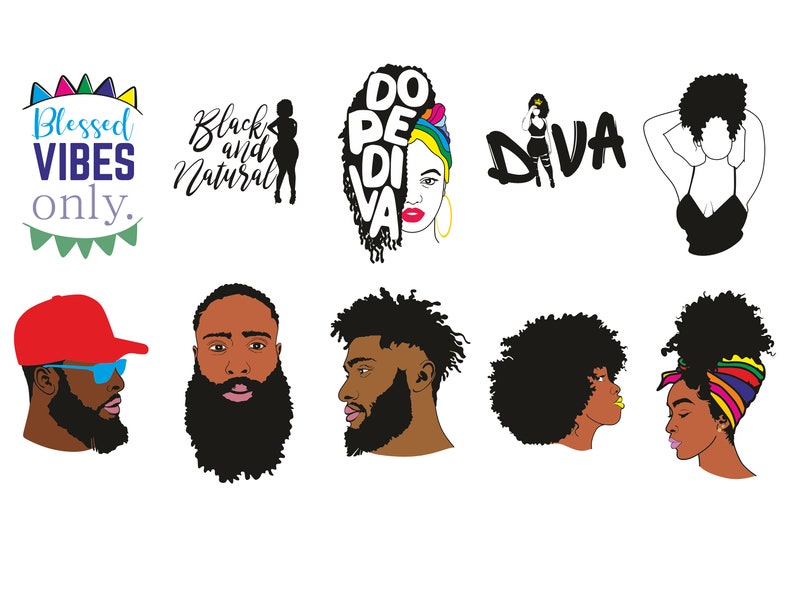 30 Afro, Afro SVG Bundle, Afro Silhouette ,afro Svg, Afro Png, Afro ...
