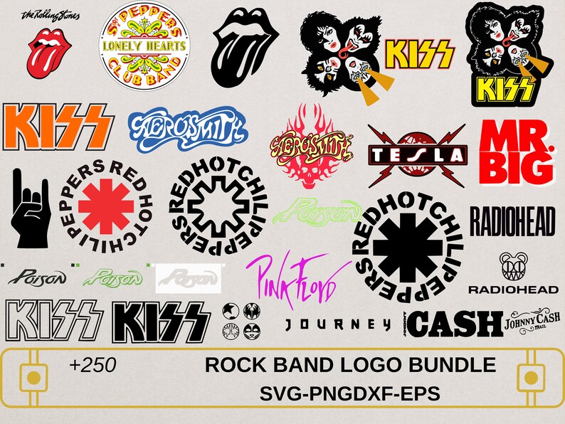Music Bands Bundle Svg Png Dxf Eps Pdf Rock Metal Bands Cut File for ...