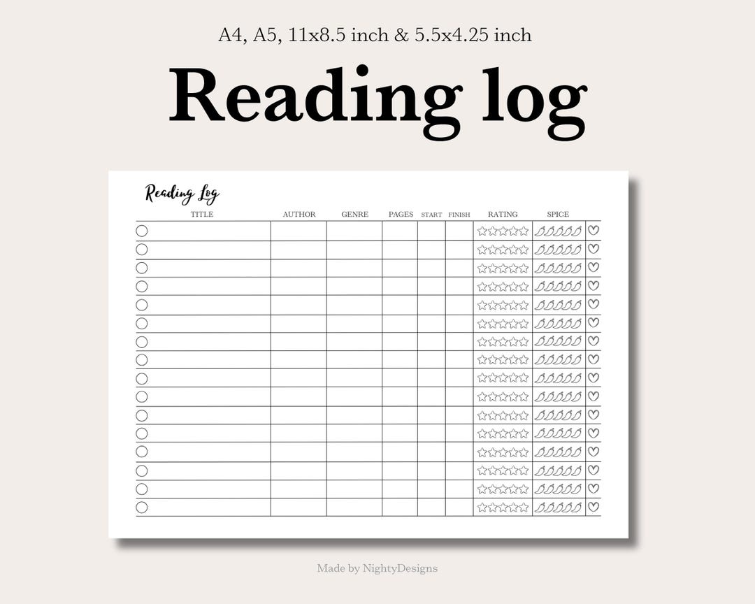 Printable Advanced Reading Log | TBR List | Reading Tracker | Books I ...