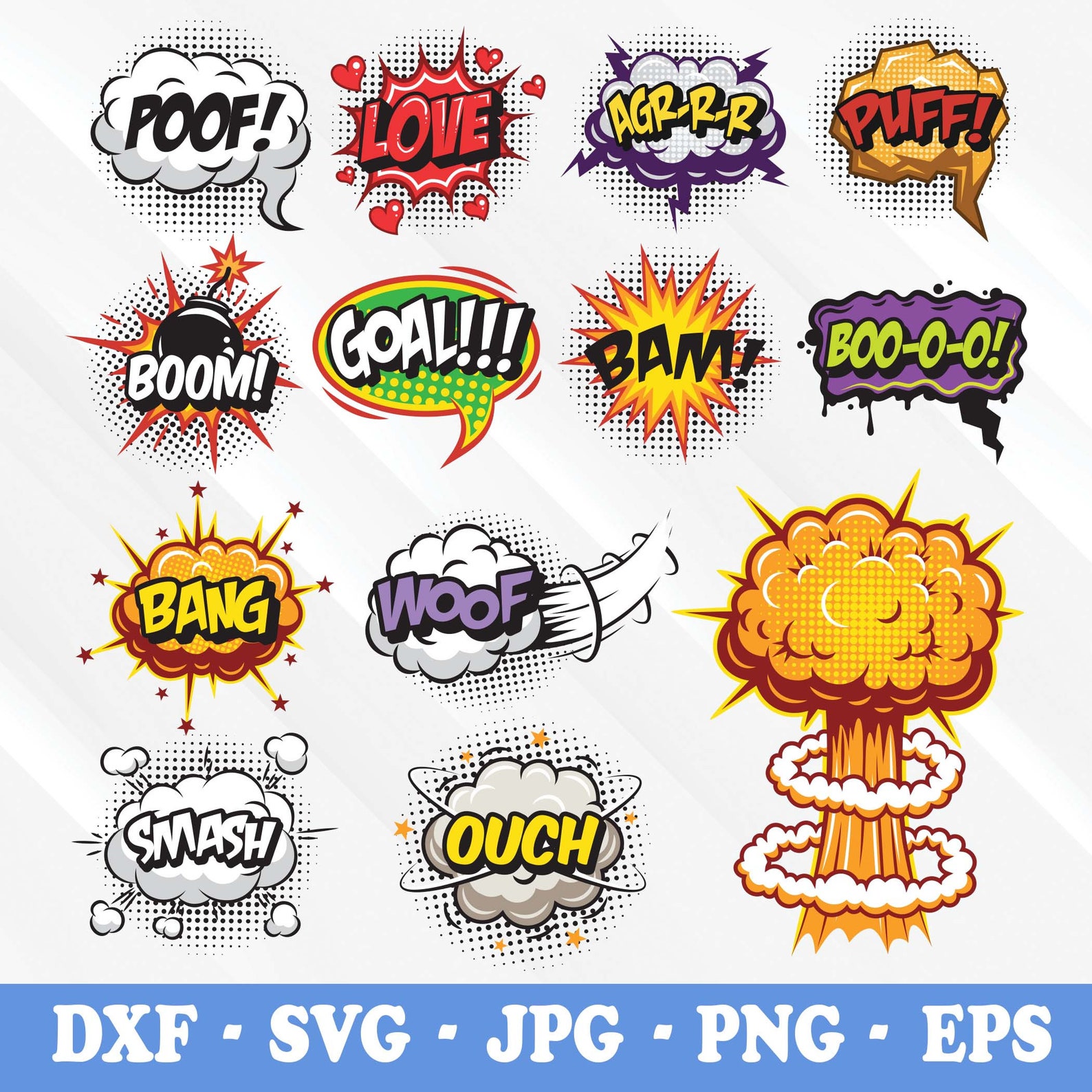Cartoon Comic Book Speech Bubble Illustration Svg, Comic Sound Effect ...