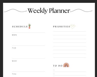 Minimalist Weekly Planner simple - Etsy