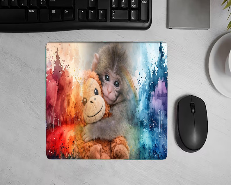 Monkey Punch Mouse Pad, Personalized Desk Mat Gift - Etsy