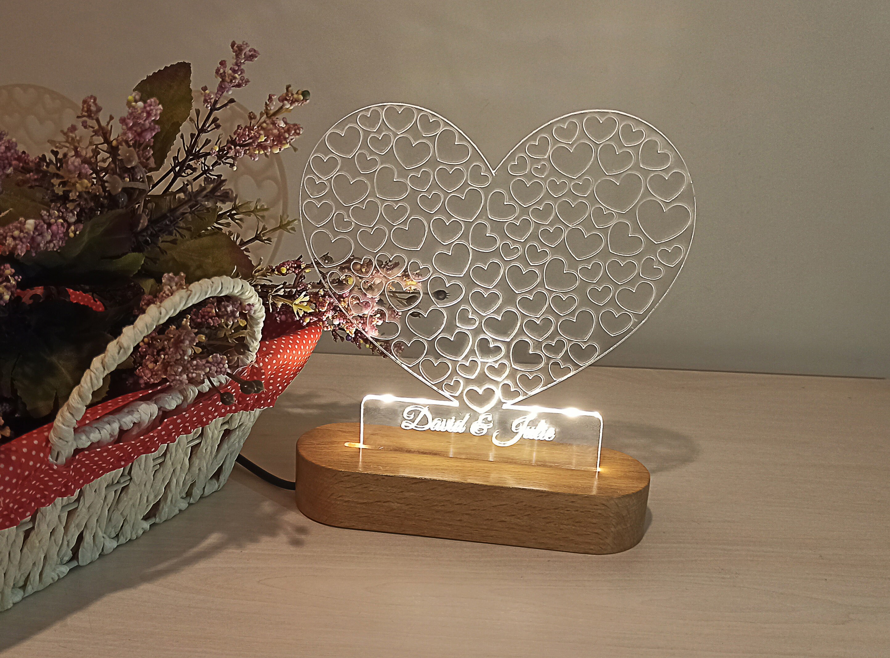 Personalized Name and Quote Night Light Heart Night Light, 1st Birthday ...