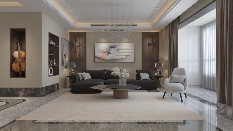 Custom Living Room Design, Custom Online Interior Design, 3D Living ...