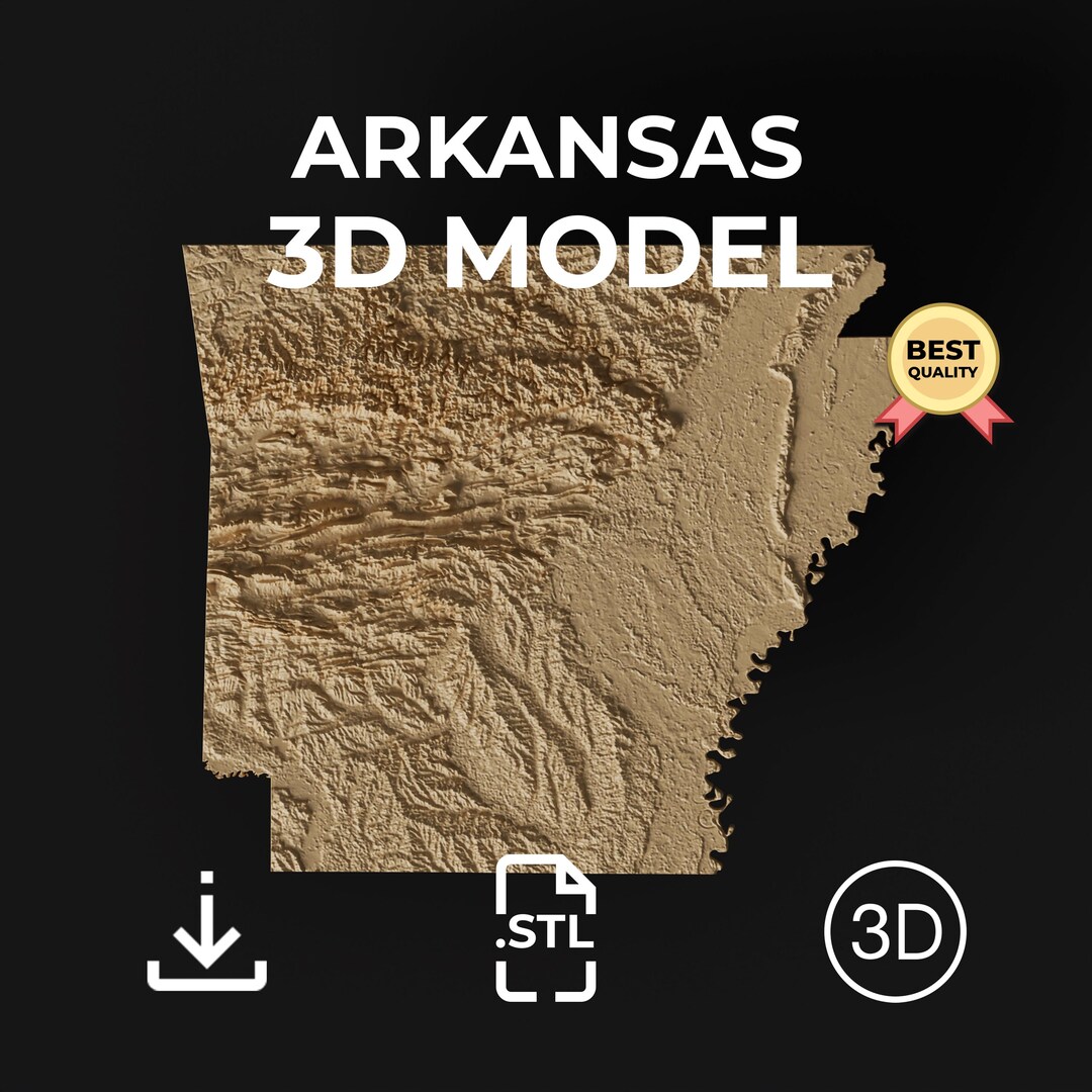 Arkansas Topographic Map 3D Model STL File: CNC & 3D Printing - Etsy