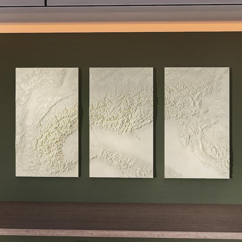 Alps Mountains Map 3d - Etsy