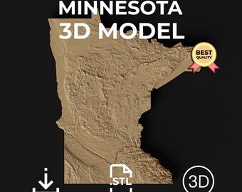 Minnesota Topographic Map 3D Model STL File: High-detail Relief for 3D ...