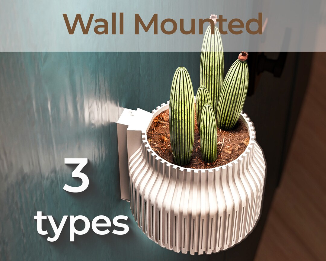 Wall Mounted Planter Pot STL Files: 3D Printing Decor (digital Download ...