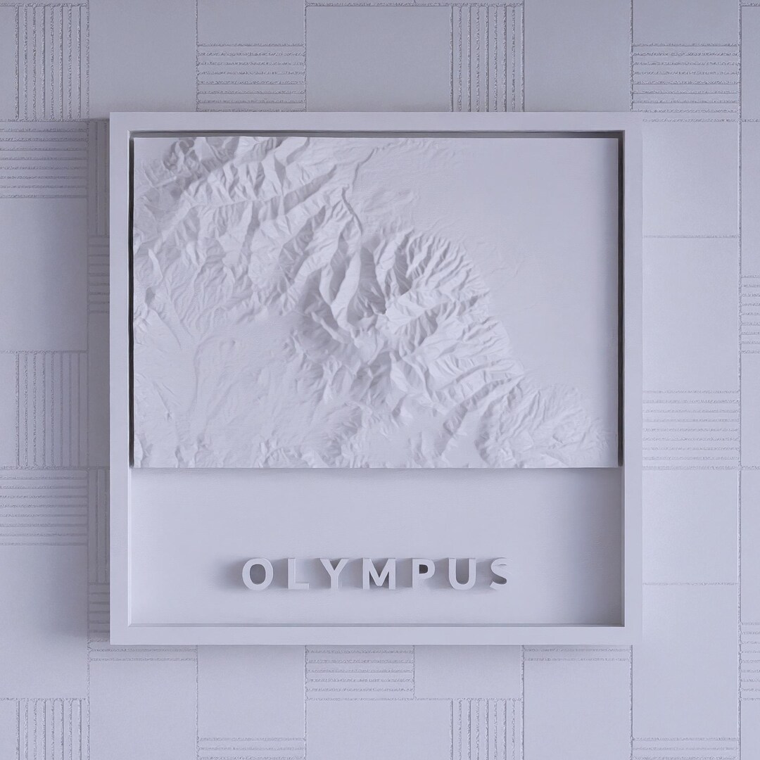 Mount Olympus 3D Topographic Map – Minimalist Greek Decor - Etsy