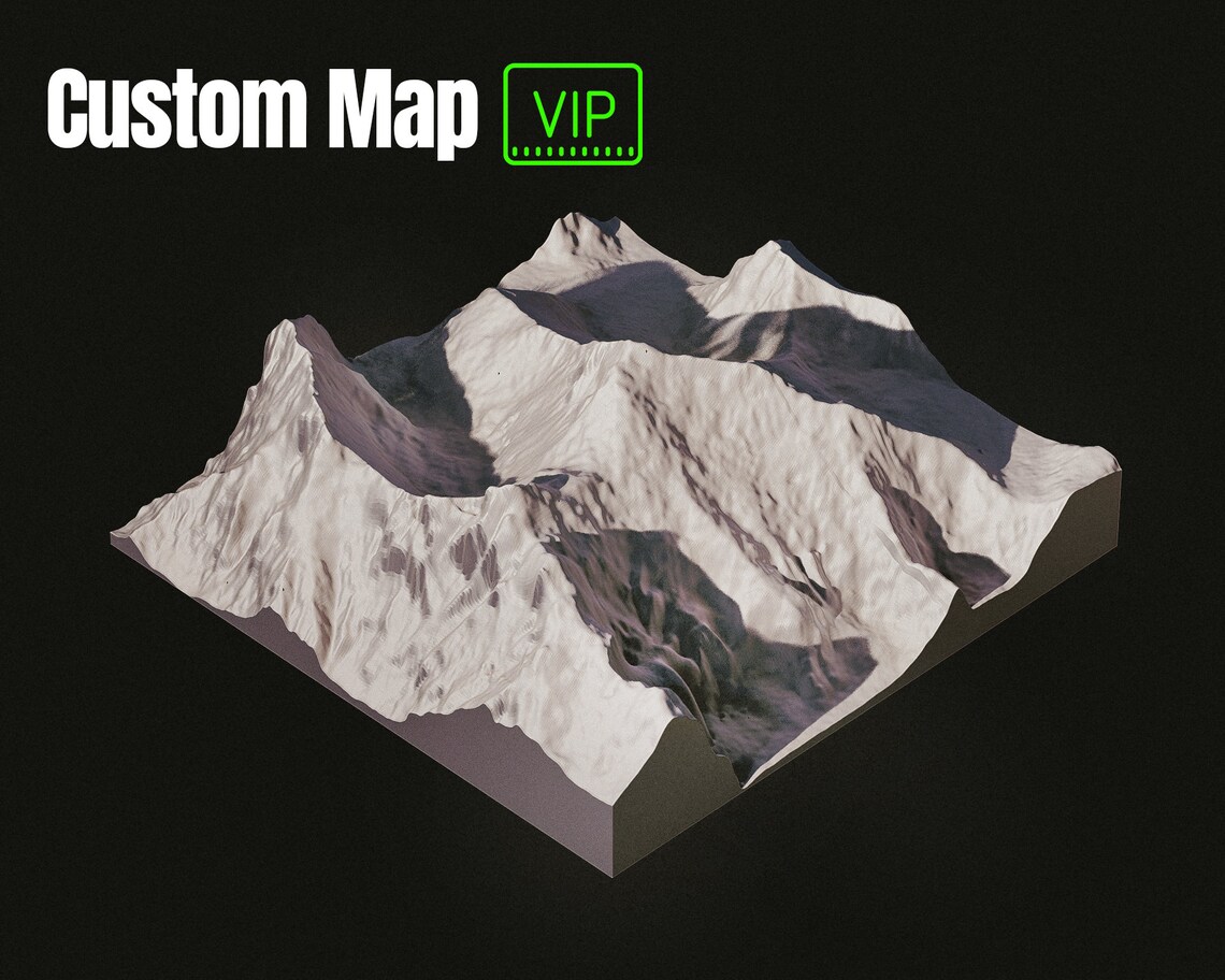 Custom 3D Mountain and Terrain Models 3D Printing STL File digital - Etsy