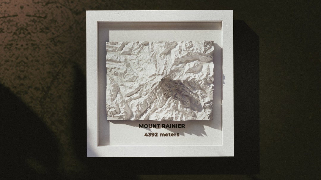 Mount Rainier 3D Printed Topographic Map Model - Hiking Gift - Custom ...