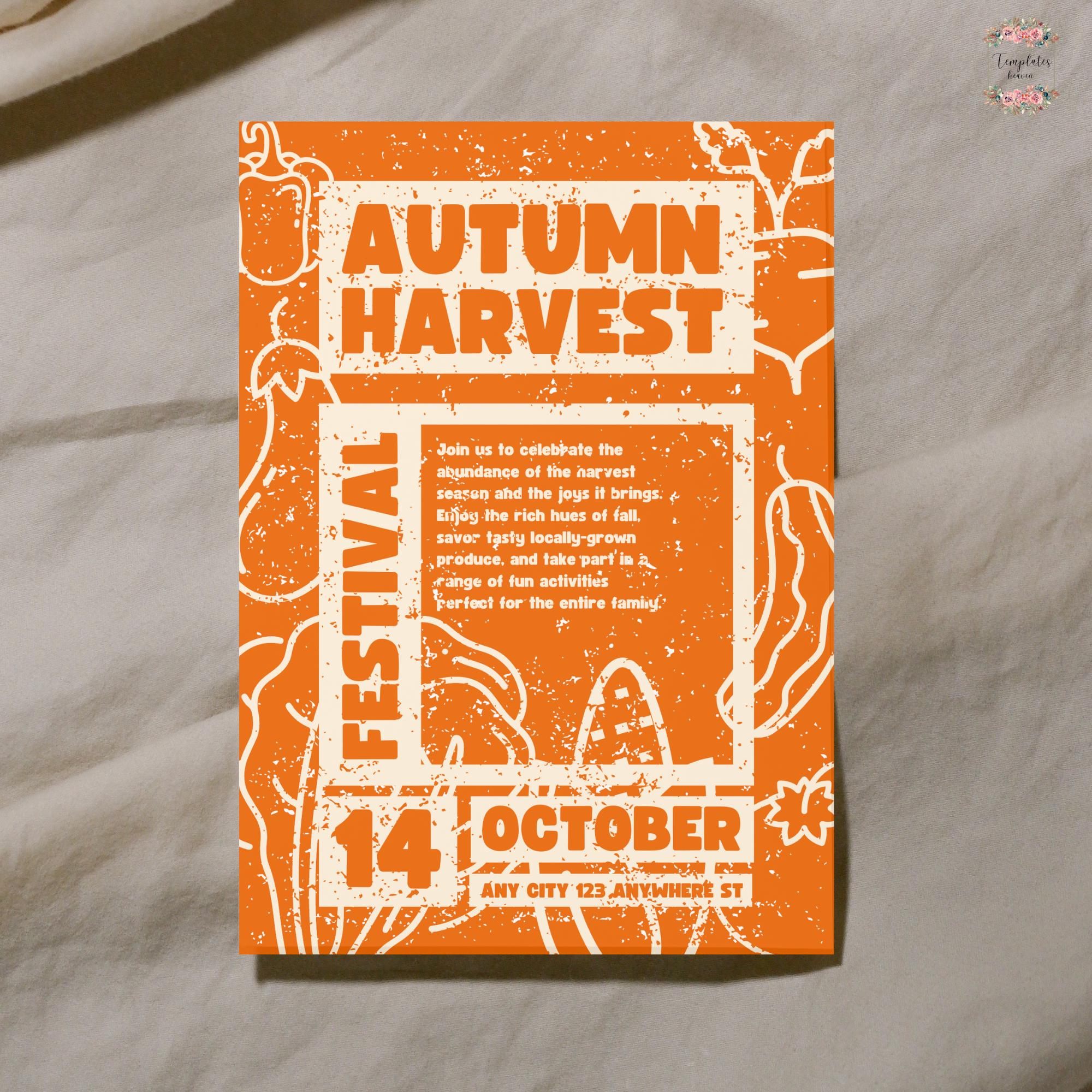Editable Fall Harvest Festival Flyer Template, Fall Event Party Invite ...