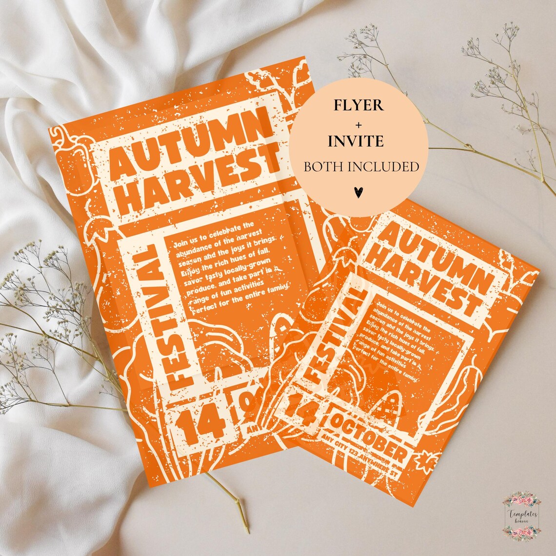 Editable Fall Harvest Festival Flyer Template, Fall Event Party Invite ...