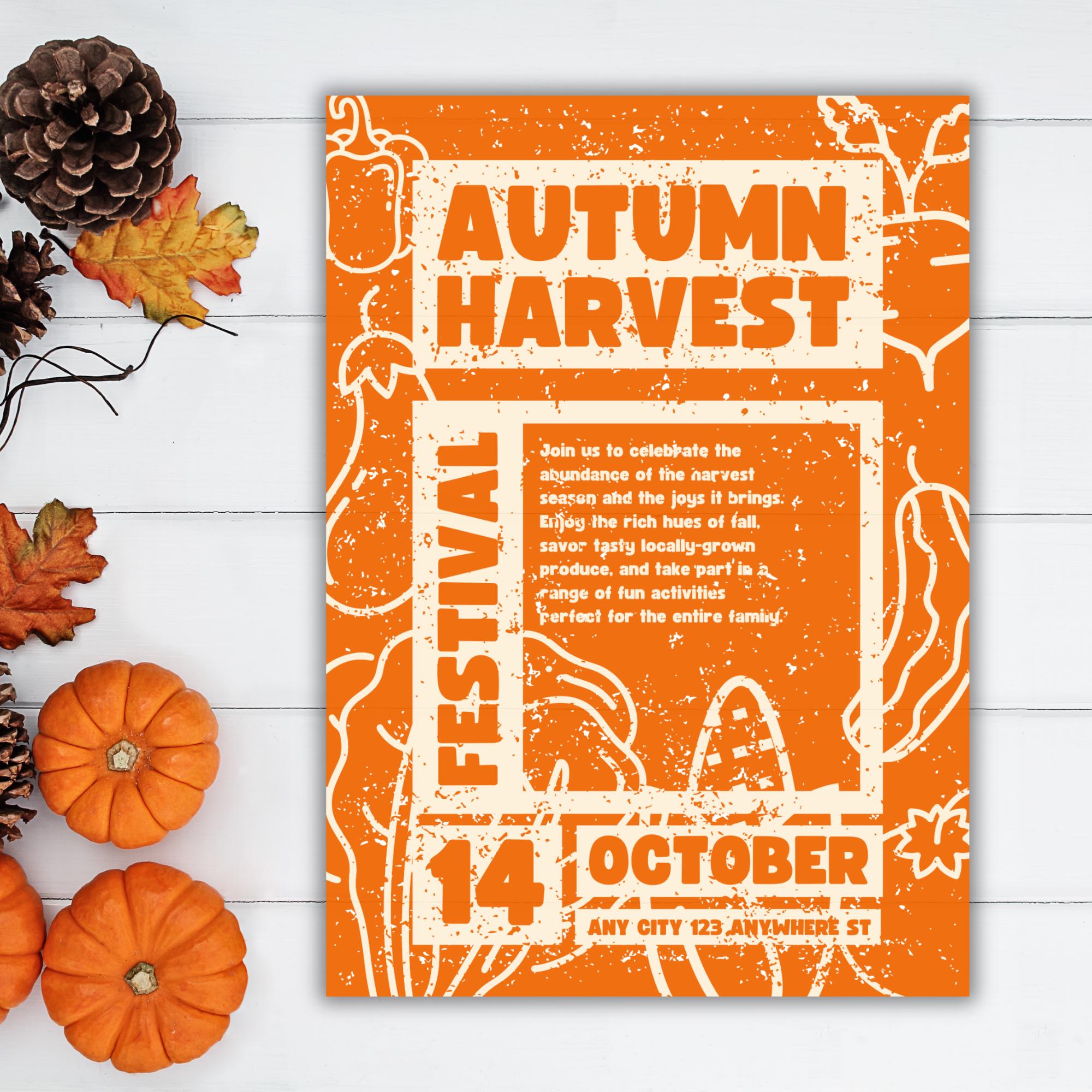 Editable Fall Harvest Festival Flyer Template, Fall Event Party Invite ...