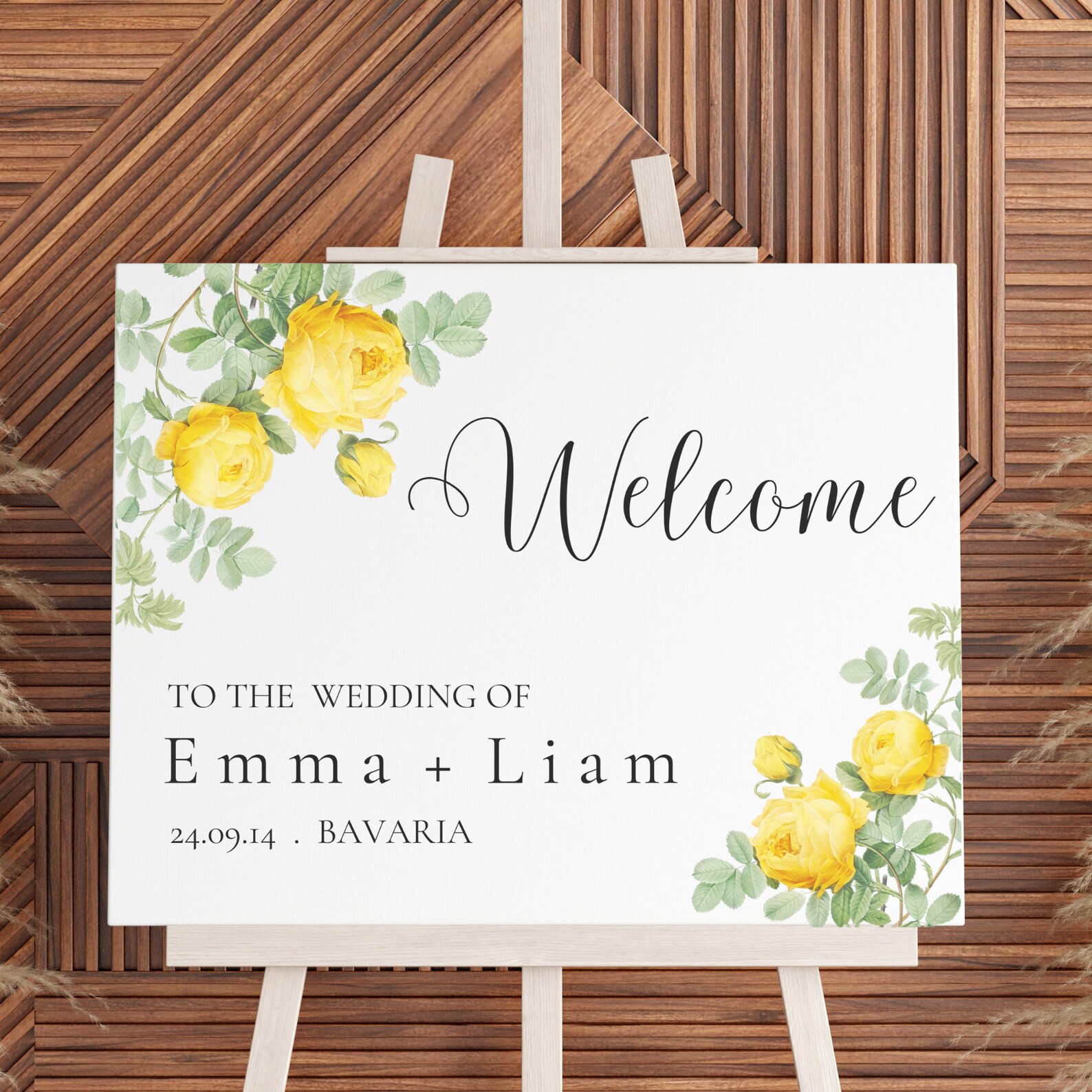 Yellow Flowers Welcome Sign, Printable Summer Flowers Wedding or Bridal ...