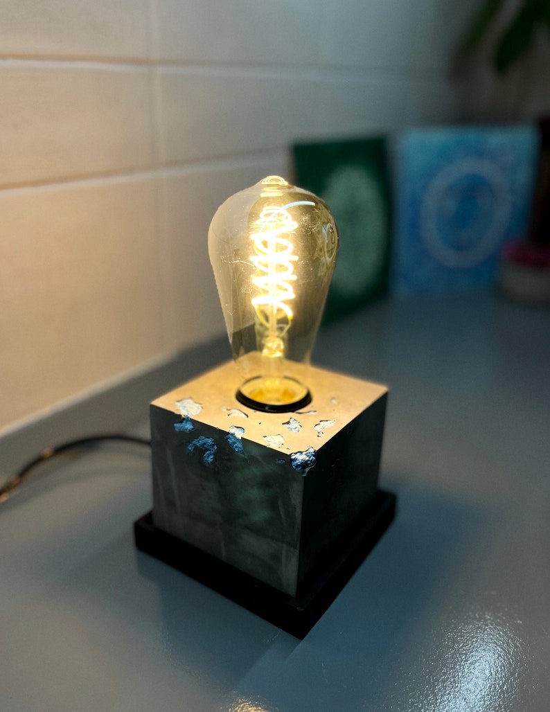 Gypsum Stone Lamp With Edison Bulb Modern Handmade Lighting for Home ...
