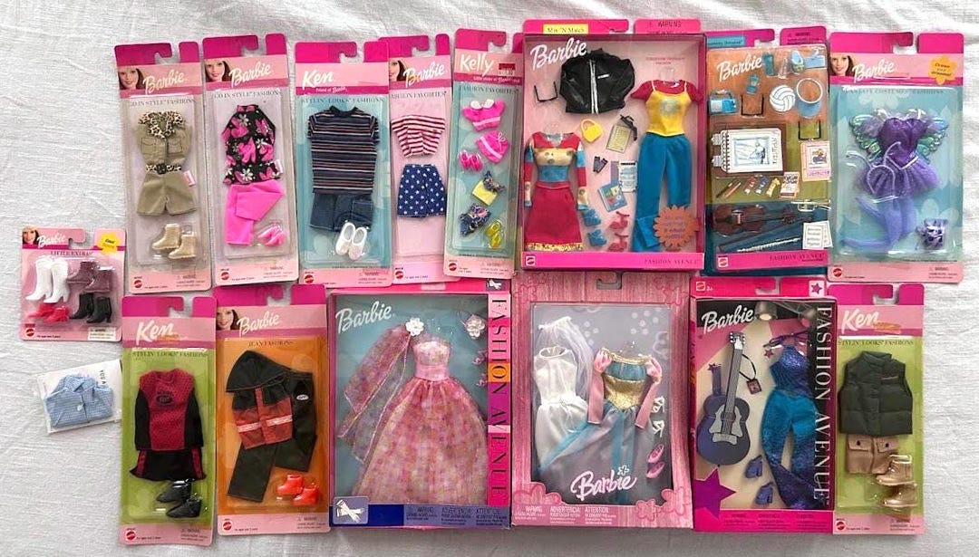 Various Barbie and Friends Fashion Packs From Late 1990s to Early 2000s ...