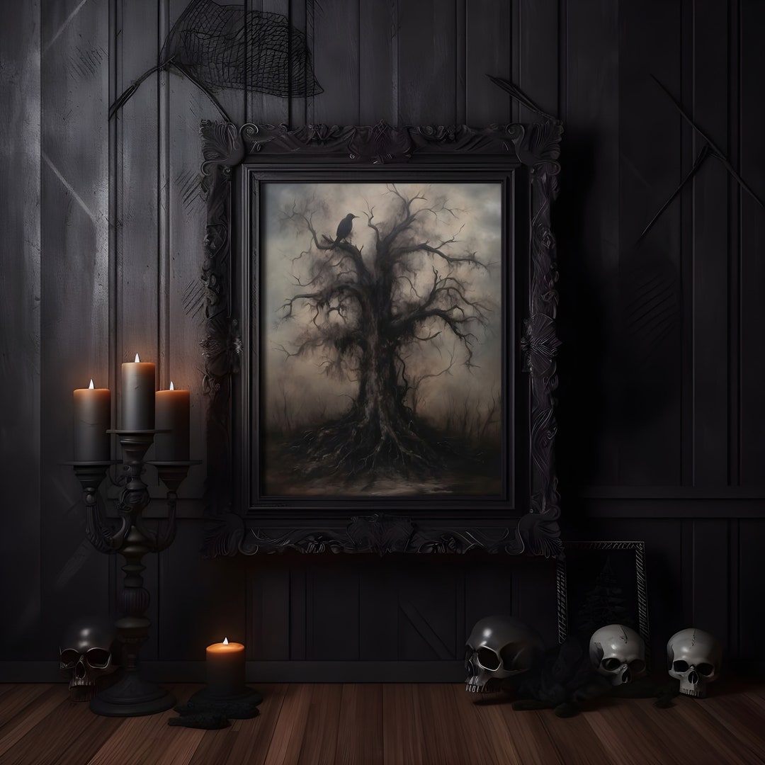 Printable Halloween Decor Spooky Tree Moody Halloween Vintage Style ...
