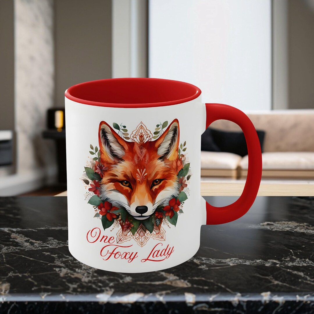 Beautiful Unique Red Foxy Lady Mug Gift - Charming Artistic Fox Coffee ...