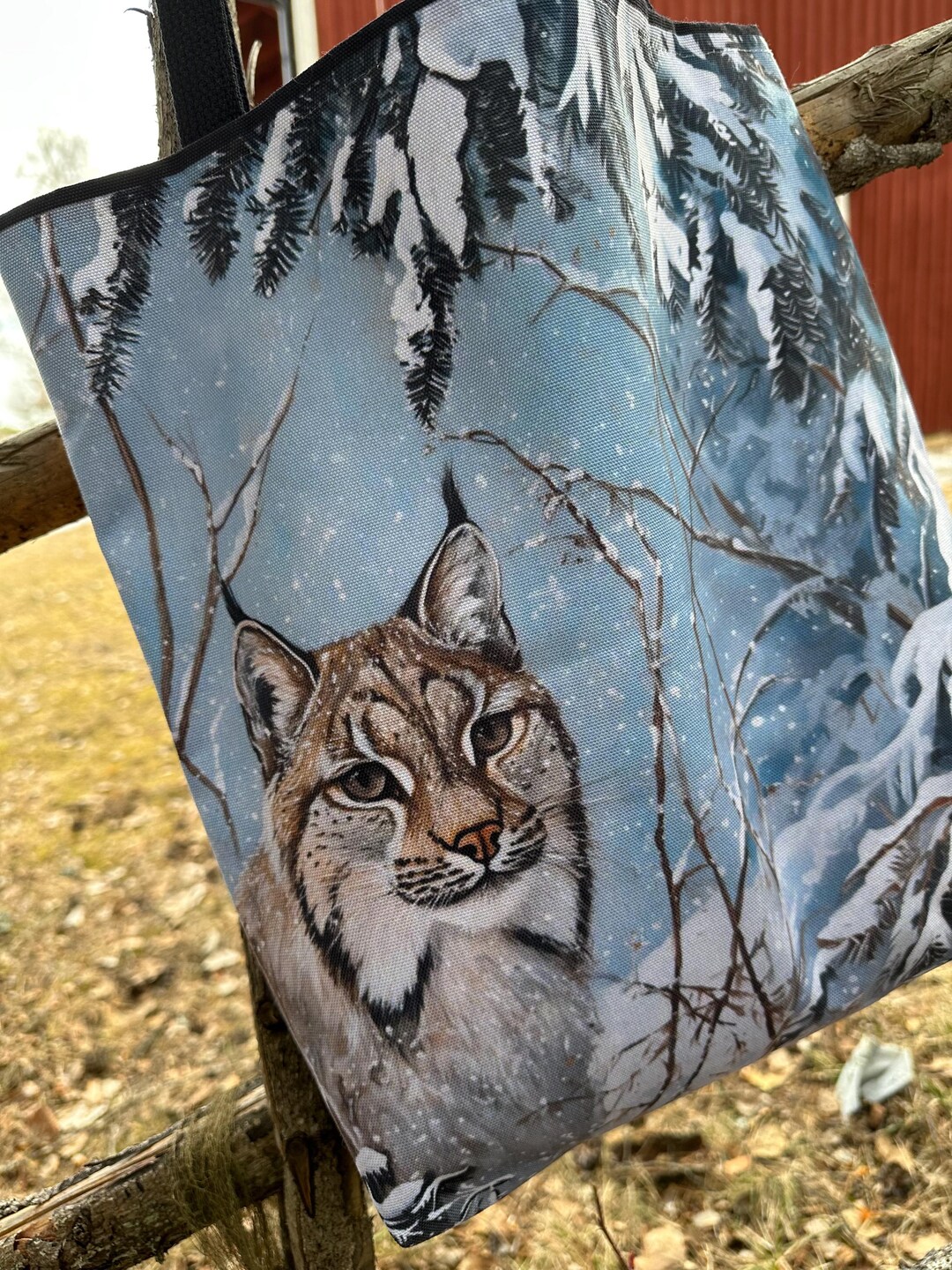 Lynx Tote Bag - Wildlife Nature Lover Gift, Animal Print Shoulder Bag ...