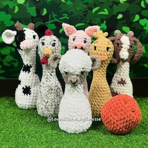 Barnyard Bowling Buddies Pattern, Crochet, PDF, Farm Animals, ENGLISH ...
