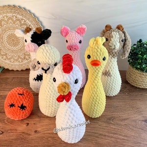 Barnyard Bowling Buddies Pattern, Crochet, PDF, Farm Animals, ENGLISH ...