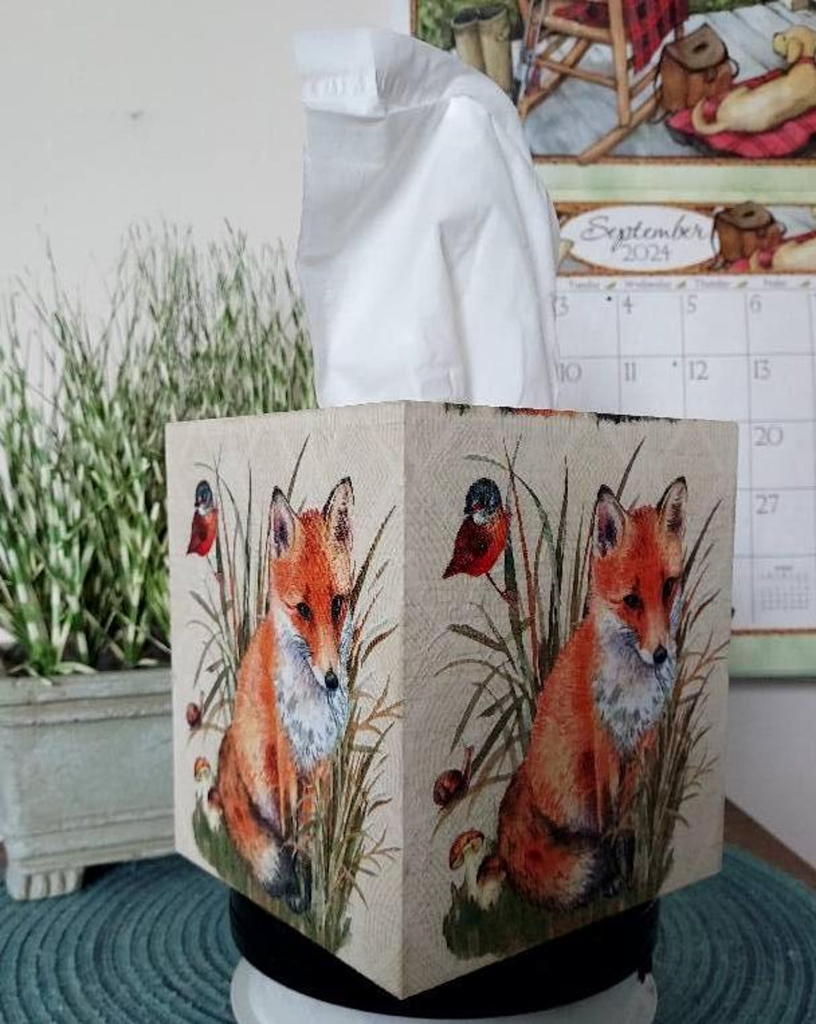 FOX Tissue Box Cover, Fox Gift, Tissue Box Cover, Square Tissue Box ...