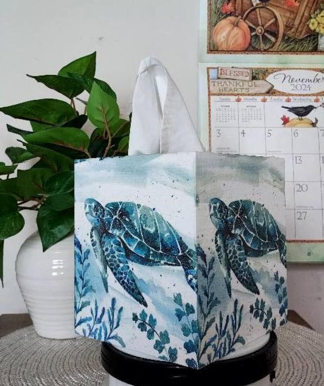BEACH/TURTLE Tissue Box Cover, Tissue Box Cover, Square Tissue Box ...