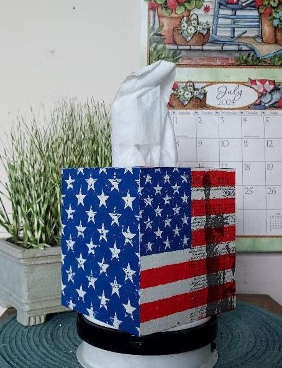 PATRIOTIC Tissue Box Cover, Tissue Box Cover, Square Tissue Box Cover ...