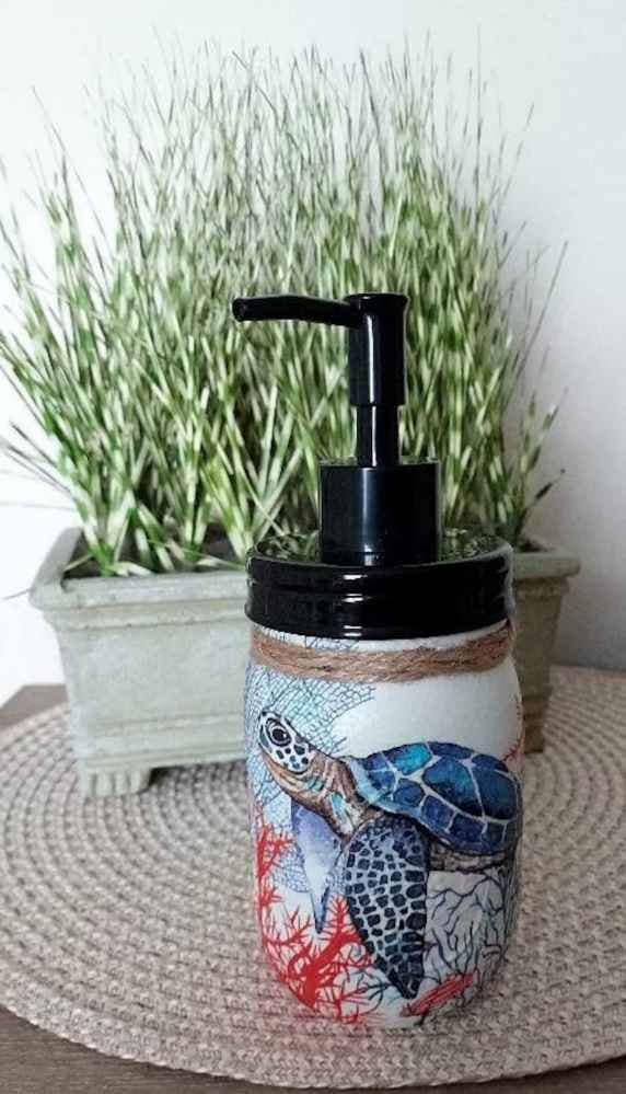 TURTLE BATHROOM SET, Sea Turtle Soap Dispenser, Sea Turtle Toothbrush ...