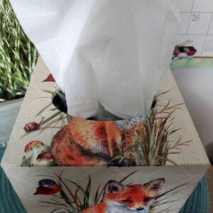 FOX Tissue Box Cover, Fox Gift, Tissue Box Cover, Square Tissue Box ...