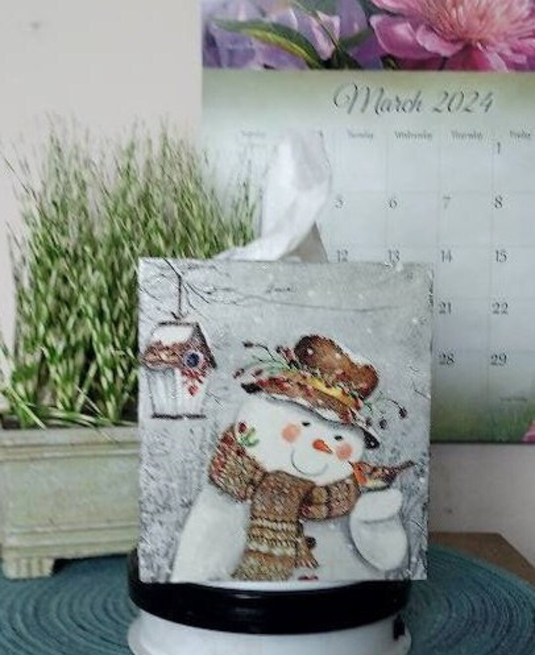 SNOWMAN Tissue Box Cover, Tissue Box Cover, Square Tissue Box Cover ...
