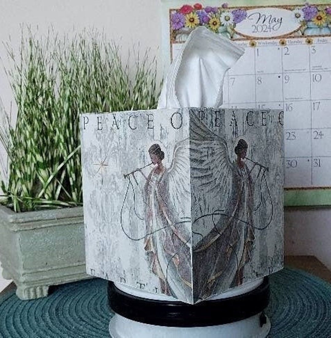 ANGEL Wood Tissue Box Cover, Tissue Box Cover, Angel Tissue Box Cover ...