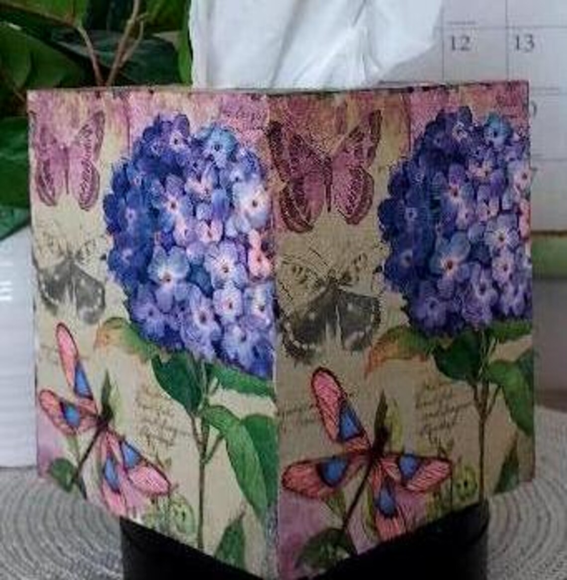Spring Tissue Box Cover: Hydrangea Accent Decor - Etsy