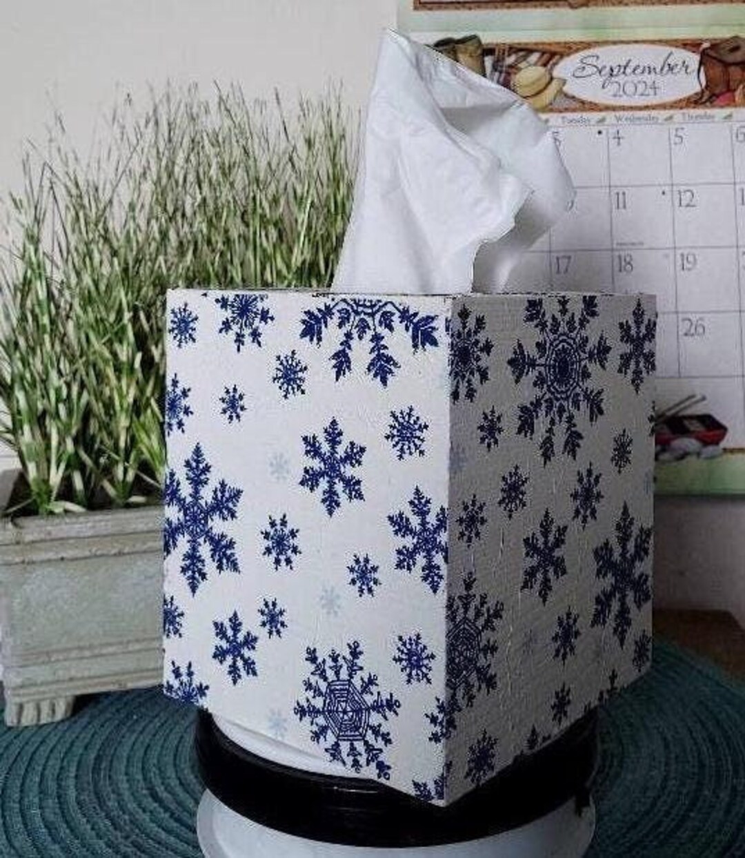 SNOWFLAKE Tissue Box Cover, Tissue Box Cover, Square Tissue Box Cover ...