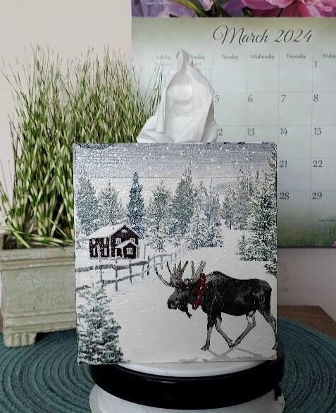 MOOSE Tissue Box Cover, Tissue Box Cover, Square Tissue Box Cover ...