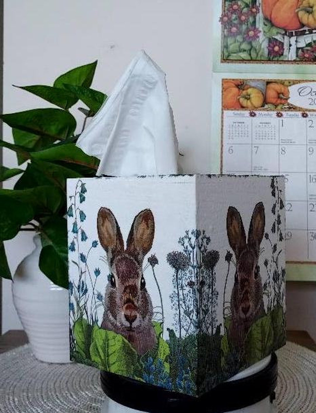 RABBIT Tissue Box Cover, Rabbit Decoration, Rabbit Decor, Tissue Box ...