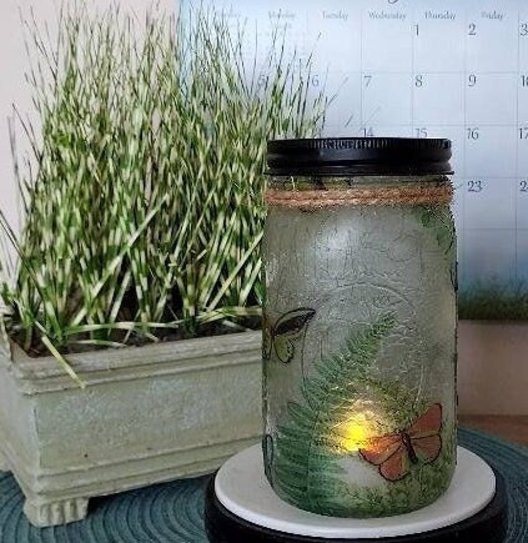 Quart Jar Lighted Decoration, Lighted Decoration, Lighted Decor, Mason ...
