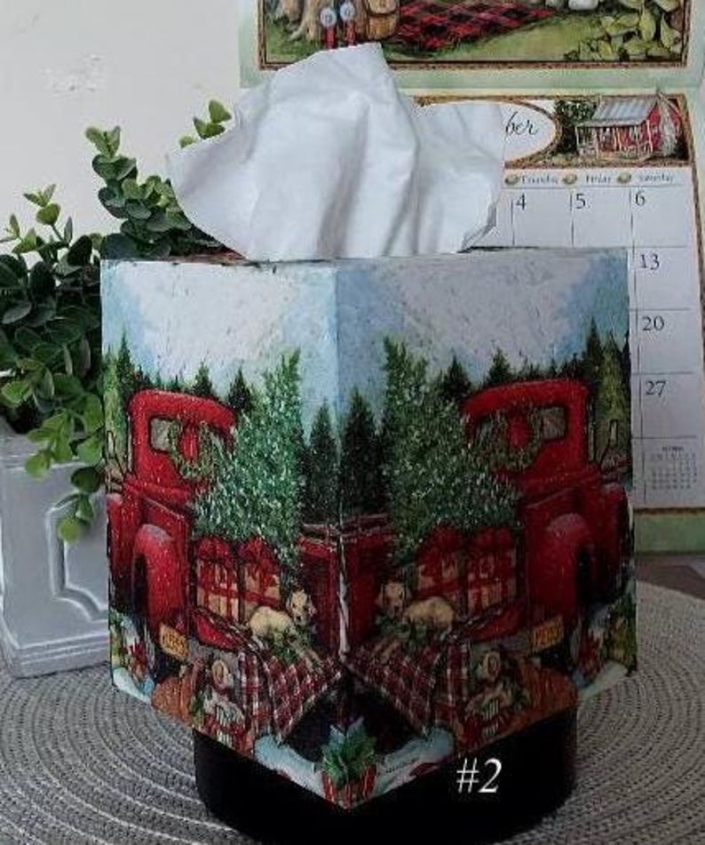Christmas Tissue Box Cover: Christmas Accent Decor - Etsy