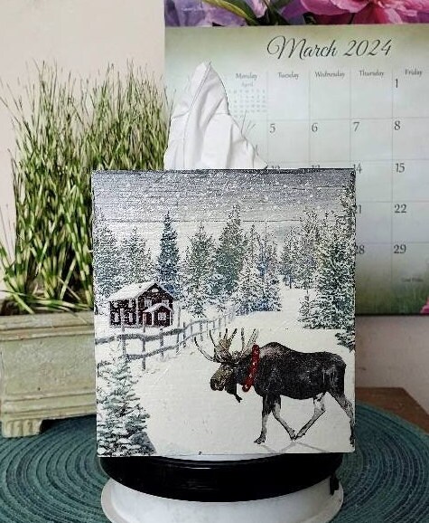 MOOSE Tissue Box Cover, Tissue Box Cover, Square Tissue Box Cover ...