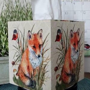 FOX Tissue Box Cover, Fox Gift, Tissue Box Cover, Square Tissue Box ...