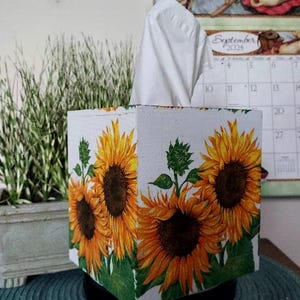 SUNFLOWER Tissue Box Cover, Tissue Box Cover, Square Tissue Box Cover ...