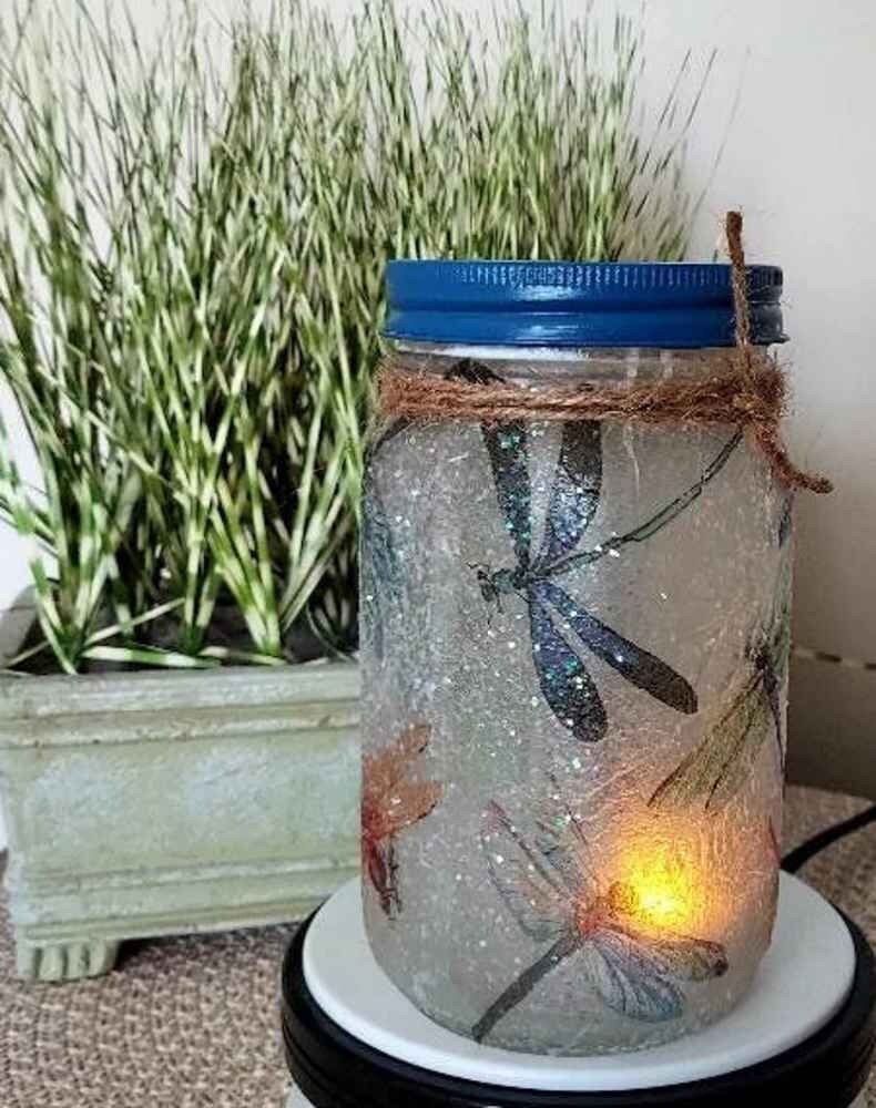 DRAGONFLY Mason Jar Light, Dragonflies Mason Jar, Dragonflies Night ...