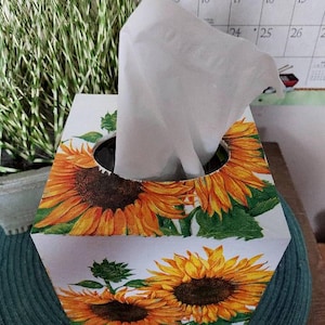 SUNFLOWER Tissue Box Cover, Tissue Box Cover, Square Tissue Box Cover ...