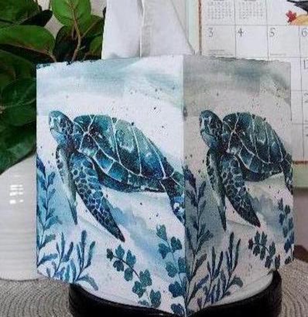 BEACH/TURTLE Tissue Box Cover, Tissue Box Cover, Square Tissue Box ...