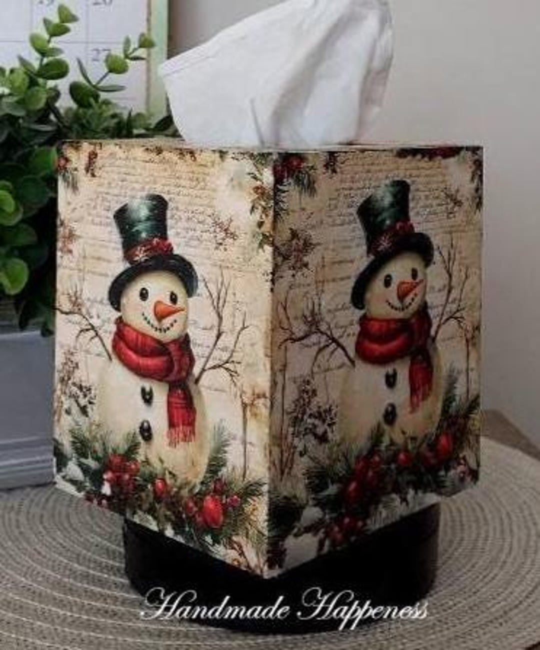 Snowman Tissue Box Cover: Snowman Accent Decor - Etsy