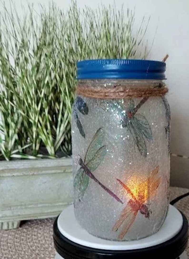 DRAGONFLY Mason Jar Light, Dragonflies Mason Jar, Dragonflies Night ...